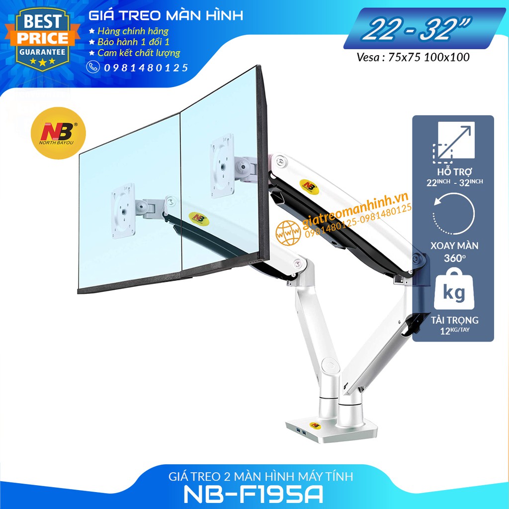 Giá Treo Màn Hình NB-F195A Phiên Bản Màu Trắng Hỗ Trợ Màn 22-32 Inch ...