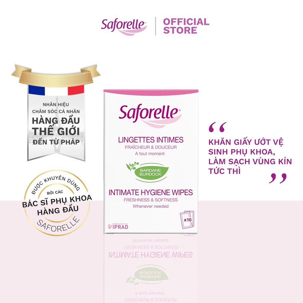 Khăn giấy ướt vệ sinh phụ nữ Saforelle Intimate Hygiene Wipes hỗ trợ ...