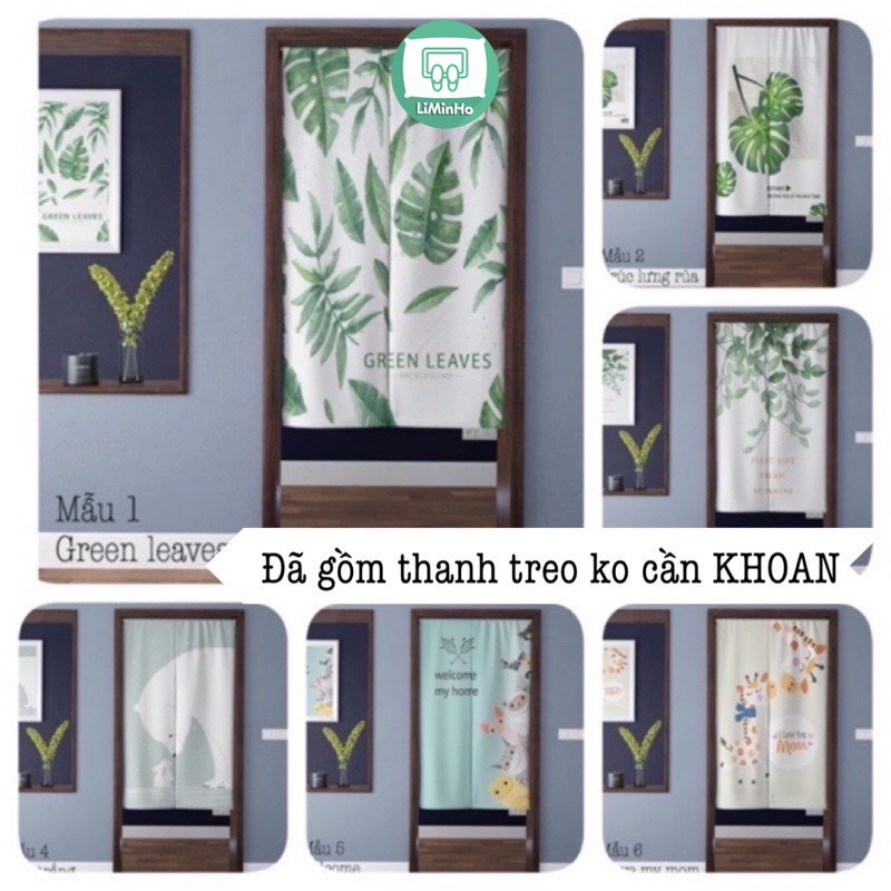 Rèm cửa IN HOA kiểu Nhật Noren loại 2 MẢNH (Đã bao gồm thanh treo rèm) | Shopee Việt Nam