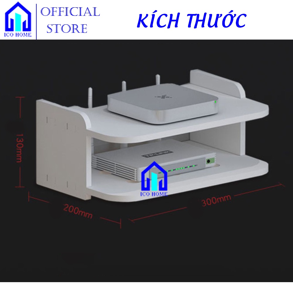 Kệ wifi treo tường 2 tầng không cần khoan để modem wifi, đầu thu kỹ ...
