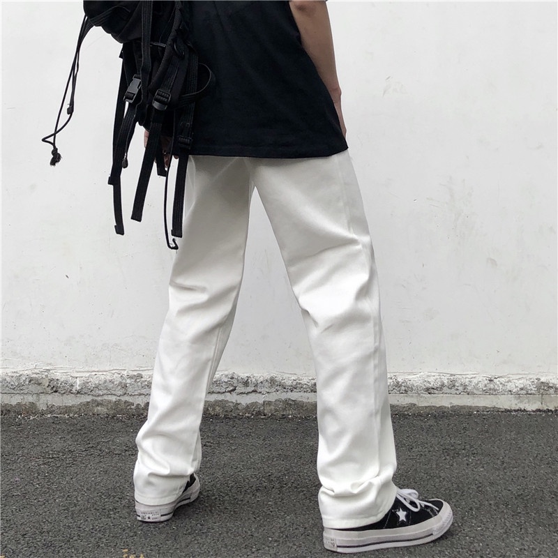 Quần ống rộng nam nữ màu trắng kaki jean Yinxx, quần dài ống đứng ...