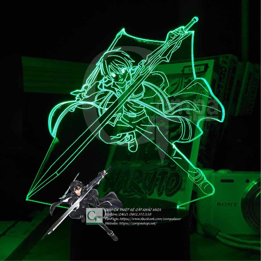 [ẢNH SHOP TỰ CHỤP] Đèn Ngủ Anime Đèn Ngủ LED 3D Sword Art Online Kirito ...