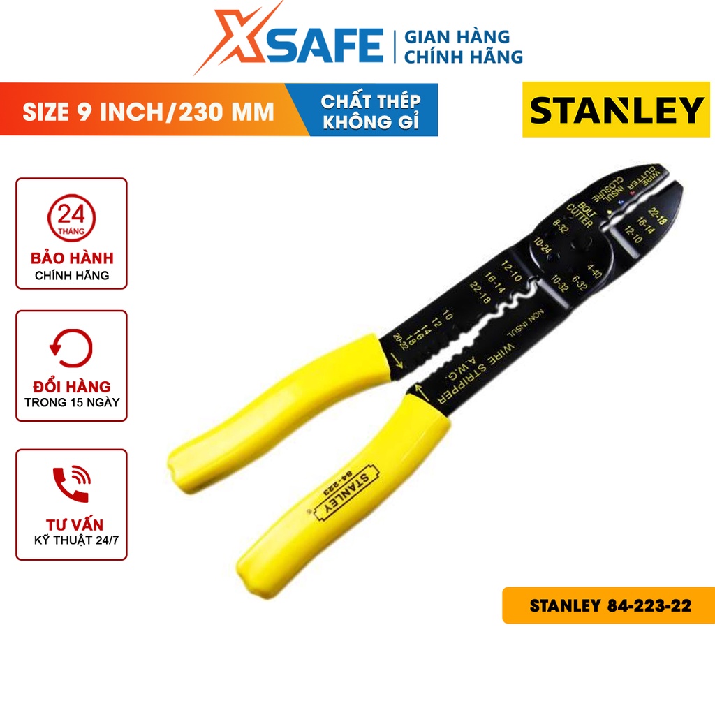 Kềm bấm cos 9 inch STANLEY 84-223-22 230mm Kìm bấm cos Stanley nhỏ gọn tiện lợi, hợp kim thép ...