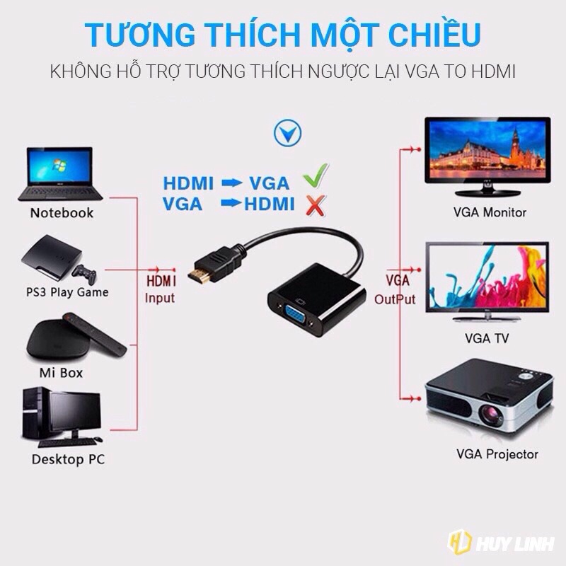 [CHÍNH HÃNG] Cáp chuyển đổi HDMI sang VGA, Cáp HDMI to VGA ,dây HDMI-VGA audio , Cáp chuyển đổi ...