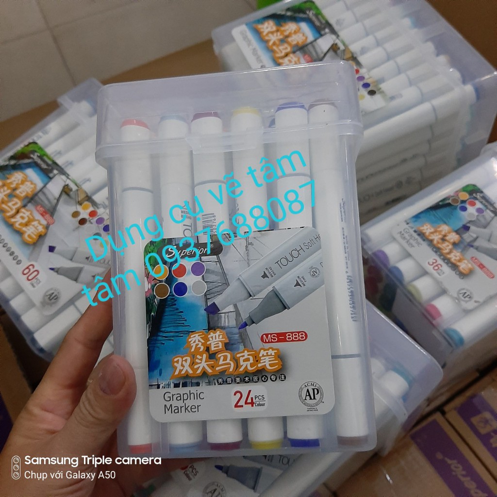 [ TÂM TÂM ]-Marker touch soft head bộ 24 màu hộp nhựa- | Shopee Việt Nam