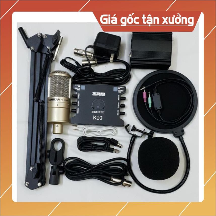 COMBO Bộ Mic Thu Âm Livestream Mic Pc K200, Sound k10, Dây livestream ...