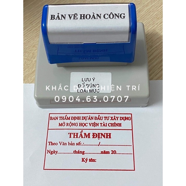Dấu bản vẽ hoàn công, kích thước lớn ,hộp dấu liền mực , hàng chất ...
