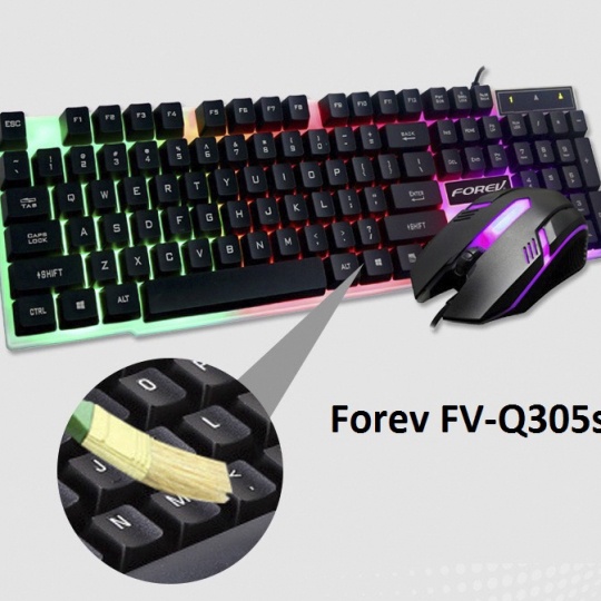 Bộ bàn phím giả cơ có dây phát quang 7 màu, chuột gaming có dây ForeV FV- Q305S cổng usb ...
