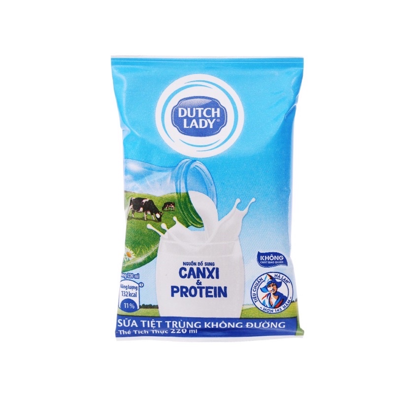 SỮA DUTCH LADY KHÔNG ĐƯỜNG (bịch 220ml) | Shopee Việt Nam