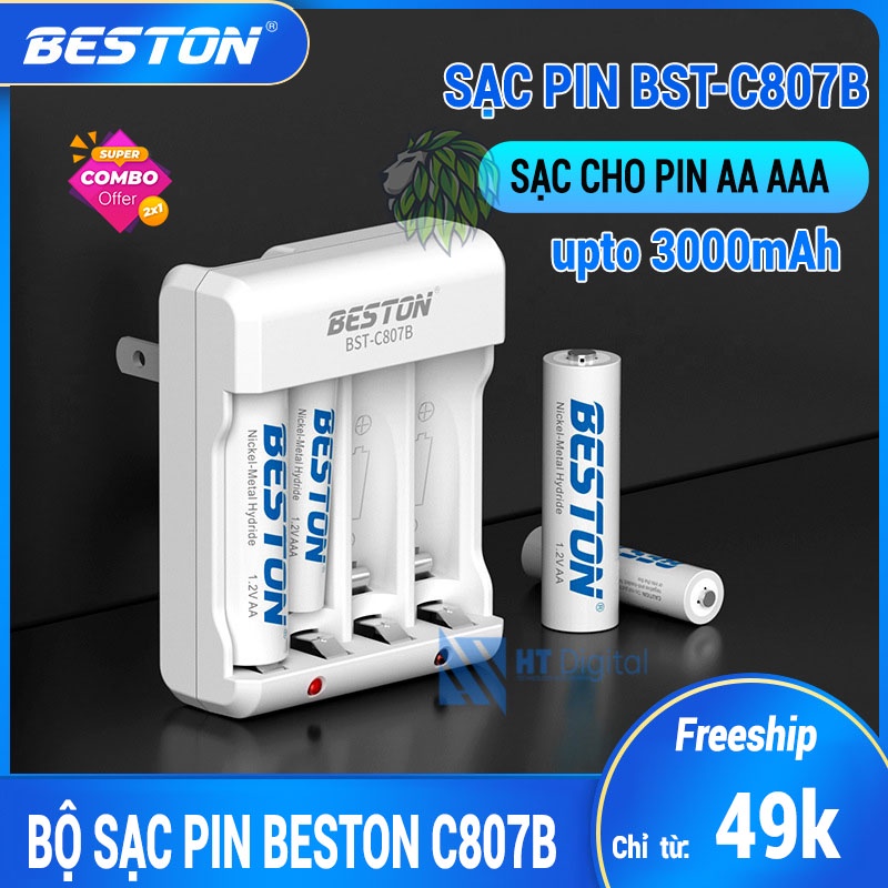 Sạc Pin AA AAA C807B Beston Kèm Pin Sạc Dung Lượng Cao Dùng Cho Micro ...