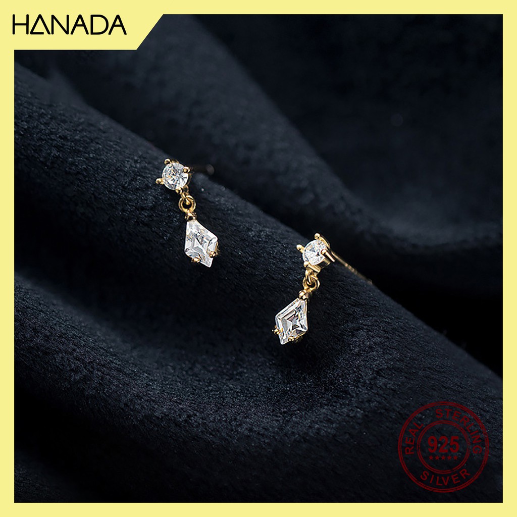 Bông Tai Bạc 925 Hanada Đá Thoi Treo 0654 D11 | Shopee Việt Nam