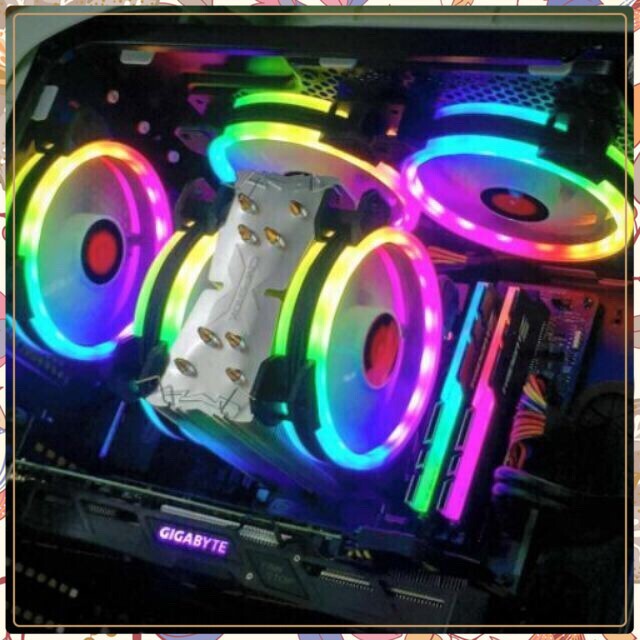(Siêu Siêu Rẻ) Combo Fan Led VSP gồm 3 fAN LED RGB+ 1 Remote + Hub 10 ...