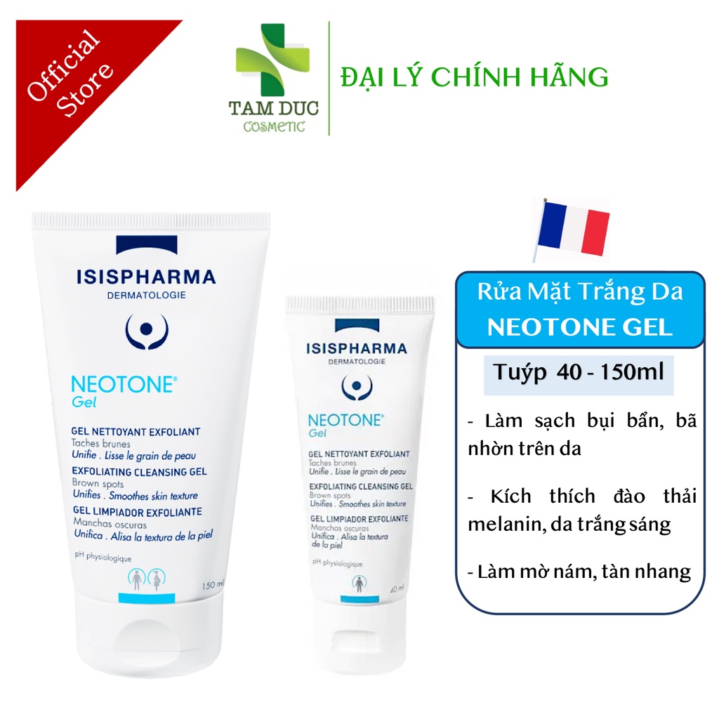 NEOTONE GEL Tuýp 40ml - 150ml ISIS Pharma - Gel Rửa Mặt Trắng Sáng Da ...