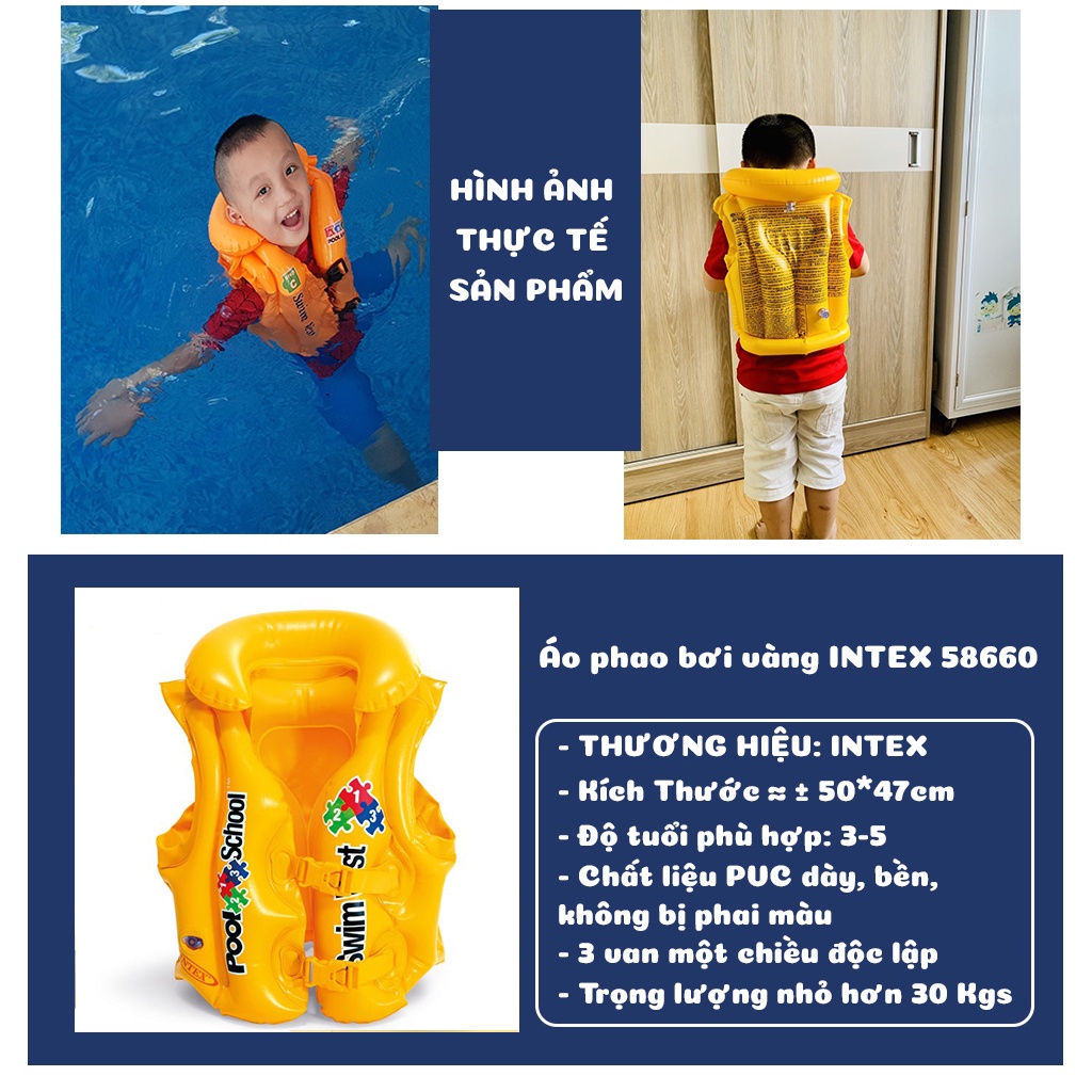 Áo phao bơi cho bé 18 tháng đến 4 tuổi INTEX 59661 | Shopee Việt Nam