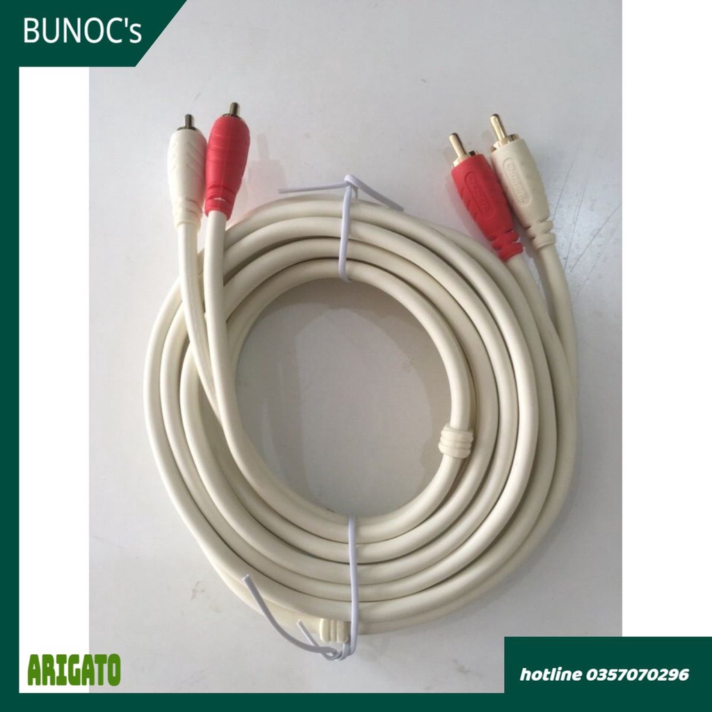 Dây loa xịn dây trắng xanh 2 ra 2 1,5M 1,8M 3M 5M 10M đầu mạ đồng Arigato giao màu ngẫu nhiên ...