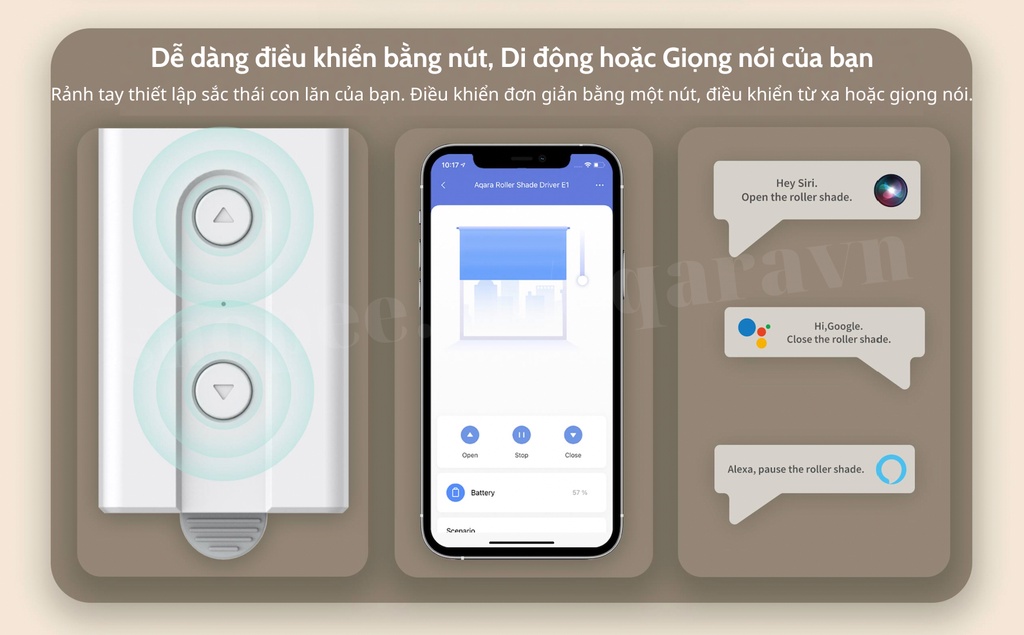 Điều khiển rèm cuốn Aqara Roller Shade Driver E1 từ xa - Tự động đóng ...