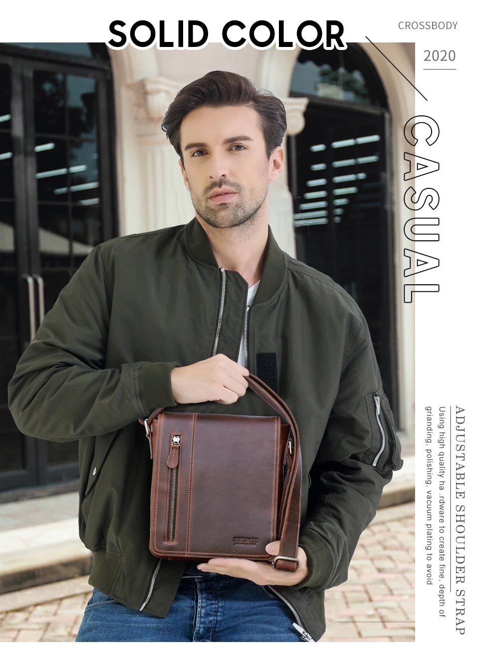Túi đeo chéo CONTACT'S phong cách doanh nhân nam thích hợp cho 7.9 inch ...