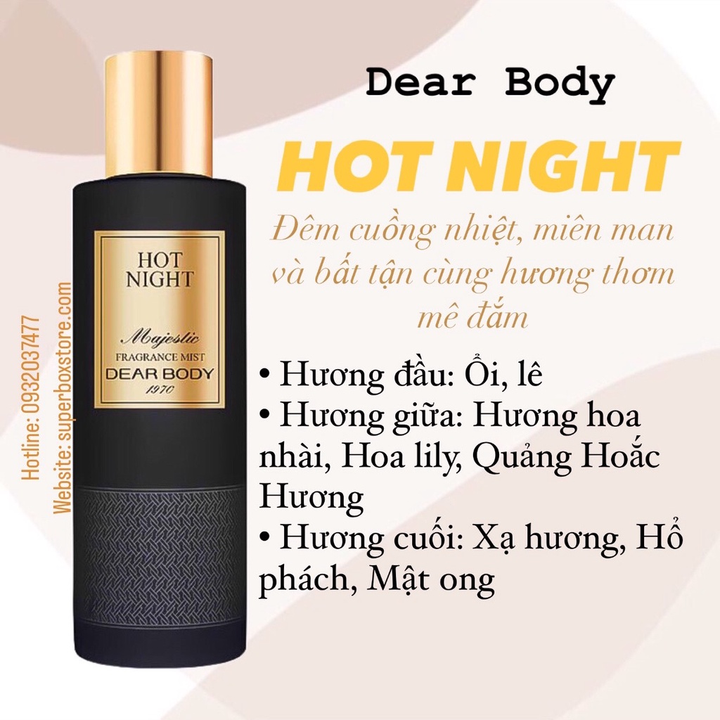Xịt Thơm Toàn Thân Hot Night DEAR BODY Majestic Fragrance Body Mist ...
