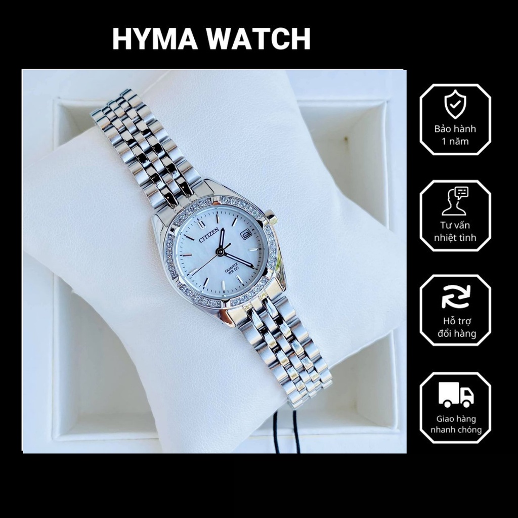 Đồng hồ nữ thời trang dây thép - Mặt trắng Citizen EU6060-55D chống ...