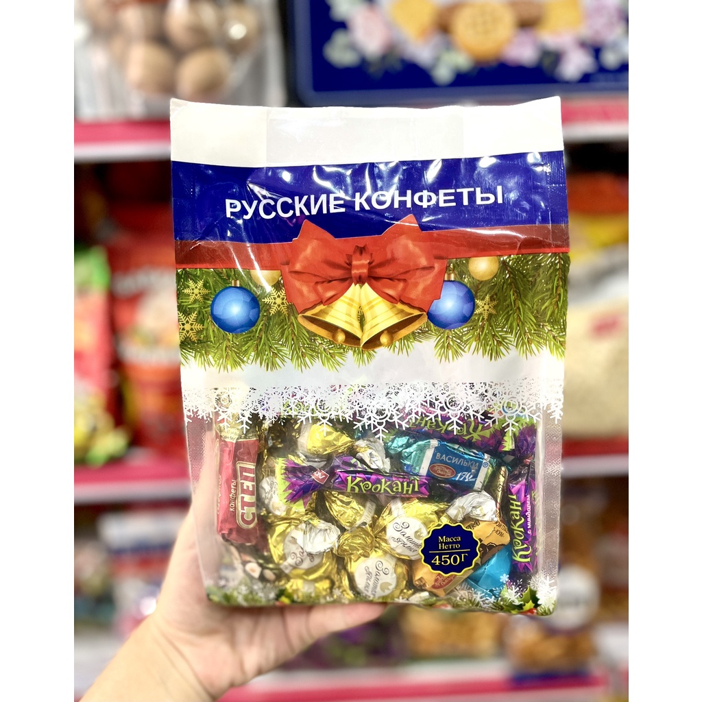 KẸO SOCOLA NGA TỔNG HỢP MIX 8 VỊ GÓI QUẢ CHUÔNG 450G - DATE T10/24 ...