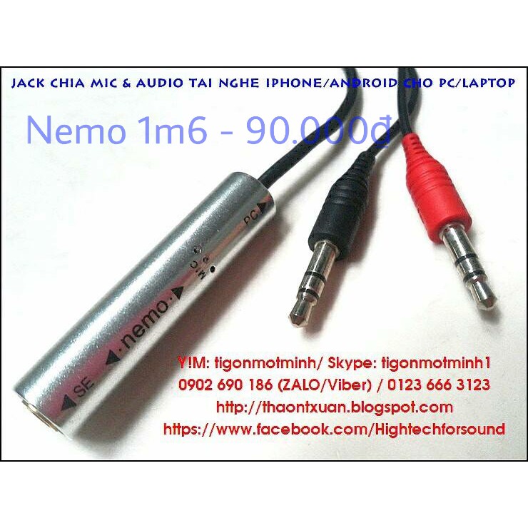 Jack chia micro và audio Nemo có tích hợp microphone trên dây | Shopee ...