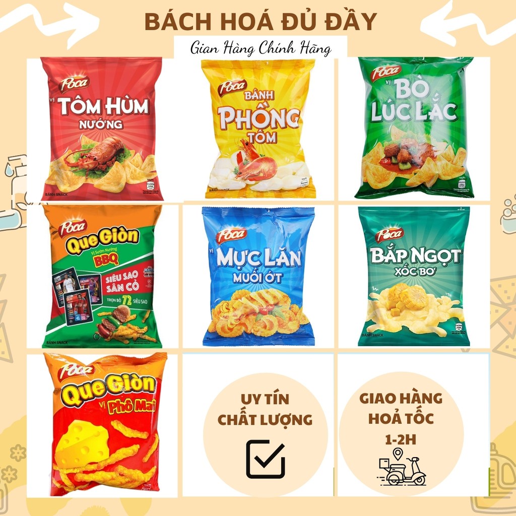[COMBO 10 GÓI] Bim bim snack khoai tây Lays, Poca gói 37g đủ vị ...