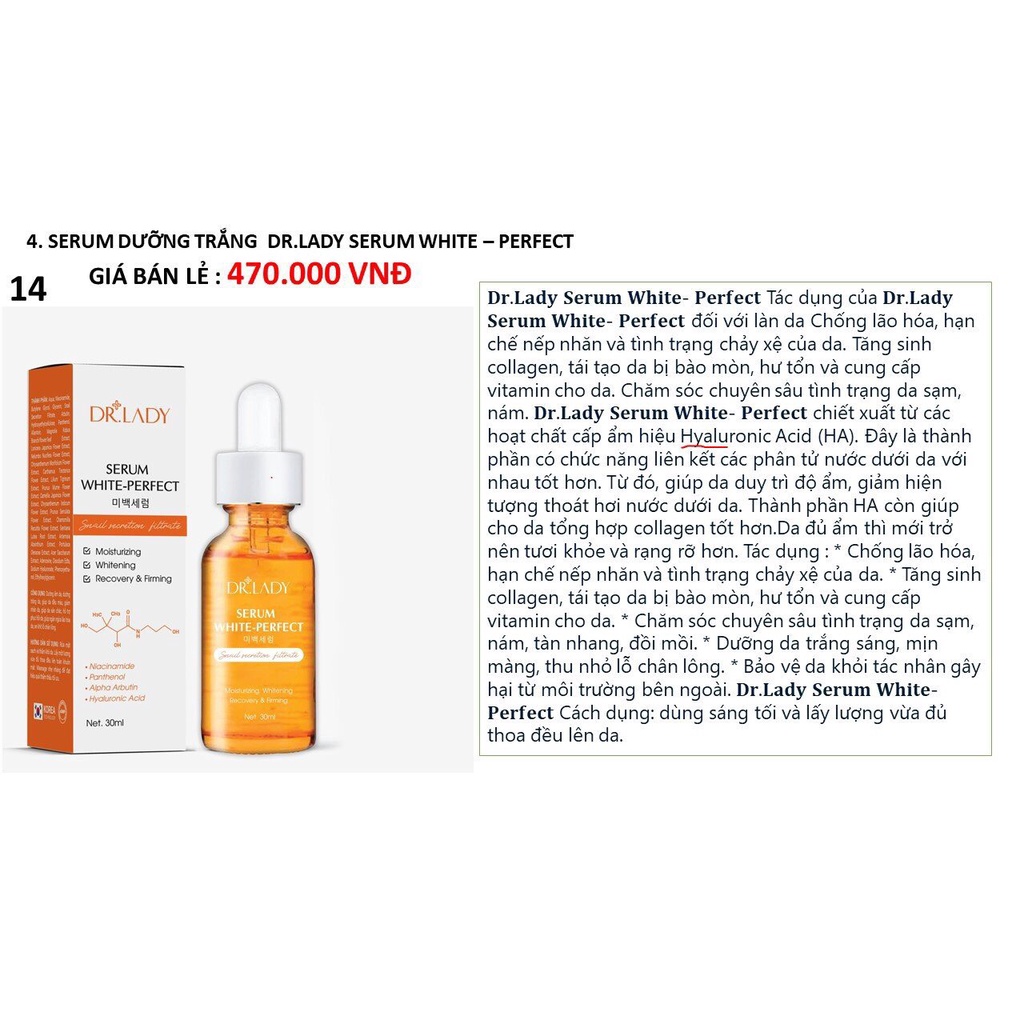 Serum Dưỡng Trắng Da Dr.lady Serum White Perfect - Dưỡng Da Căng Bóng ...