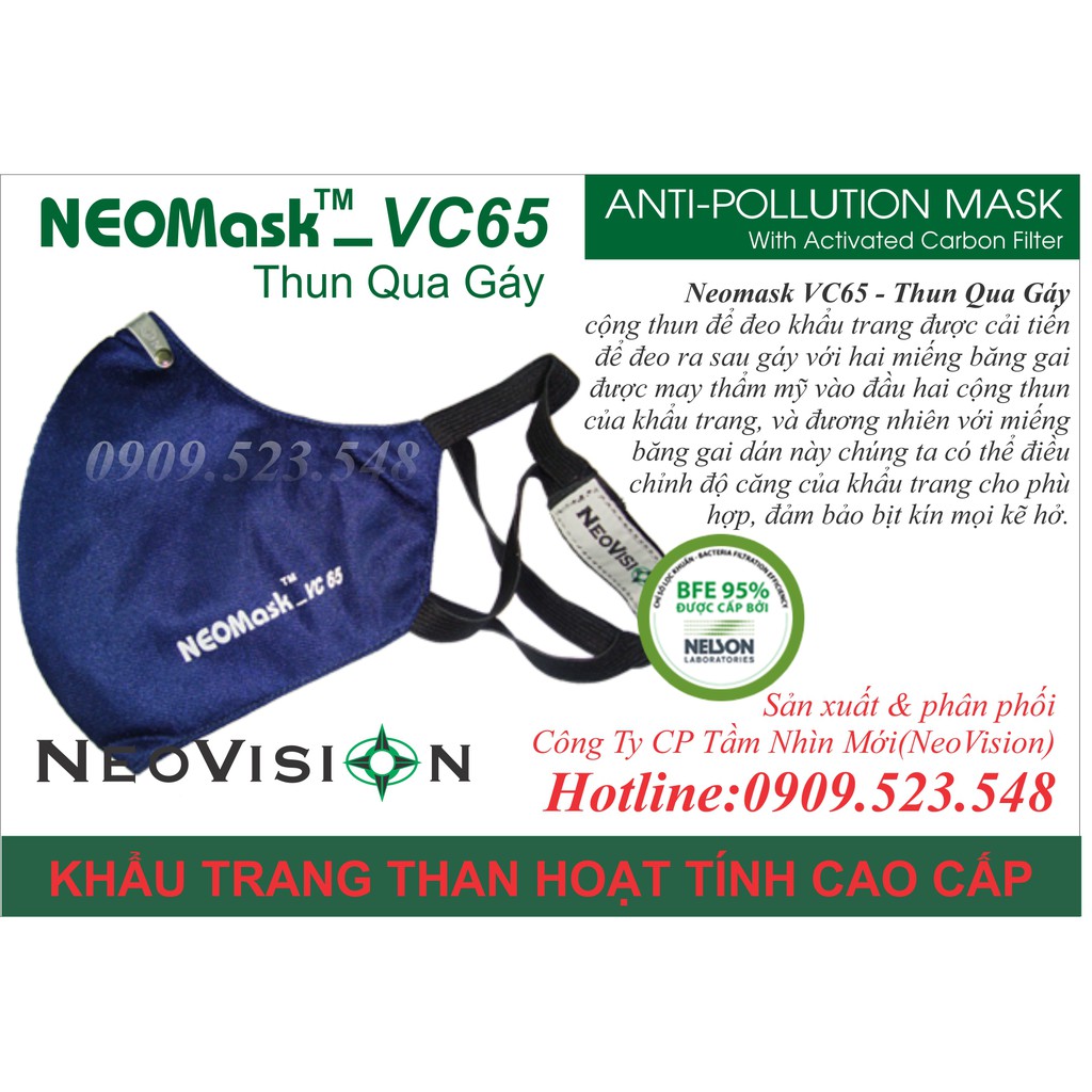Khẩu trang Neomask VC65-TQG thun quàng gáy, khẩu trang Neovision chống ...