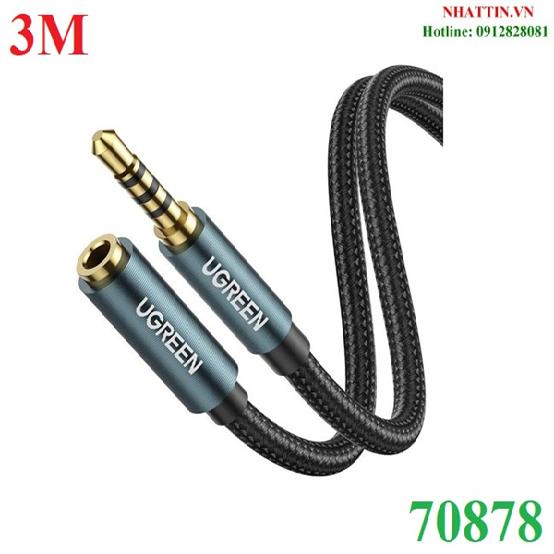 Cáp nối dài âm thanh AUX 3.5mm 3M Ugreen 70878 bọc Nylon cao cấp (hỗ trợ Mic) Chính Hãng ...
