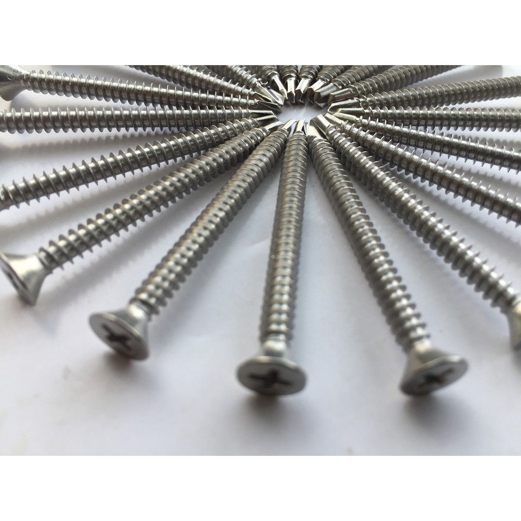 20 chiếc vít inox 304 tự khoan đầu bằng phi 4 dài 5cm | Shopee Việt Nam