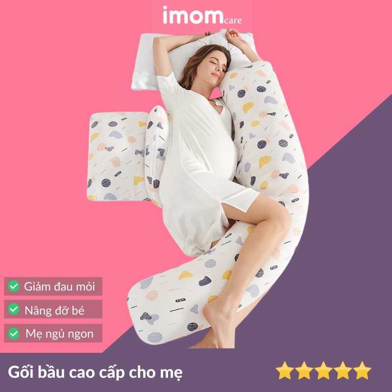 Gối ôm bà bầu cao cấp imom 3 trong 1, thay thế dáng cánh tiên, chữ U, tháo rời dễ dàng, sử dụng ...