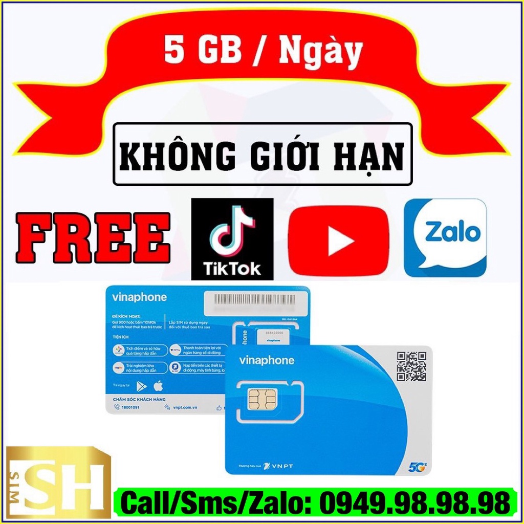 Sim 4G Vinaphone 1Tỷ GB Youtube,Tiktok,Zalo tốc độ cao (Miễn Phí 12 Tháng),D89Y,Big50Y,VD149 ...