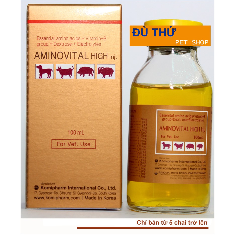 AMINOVITAL HIGH INJ. (100ml) - Bổ sung điện giải, protein, bù nước ...