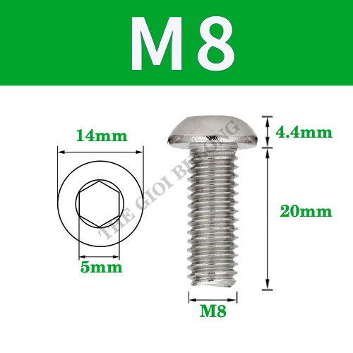 Bulong lục giác đâu dù M8 - Ốc vít M8 đầu dù nhiều size | Shopee Việt Nam