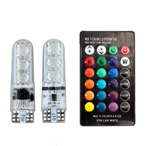 Đèn Led Kevanly RGB 5050 6SMD T10 W5W Bằng Silicon 12V Kèm Bộ Điều Khiển Từ Xa Gắn Trên Xe Ô Tô ...