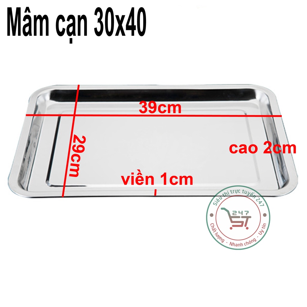 Khay inox đựng thức ăn - topping khay nhôm mâm inox nhữ nhật cạn | Shopee Việt Nam