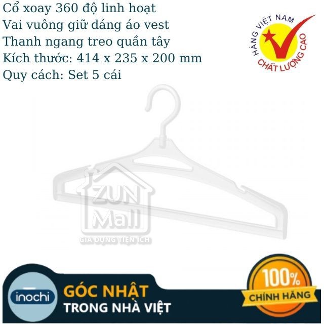 Móc Treo Quần Áo Bằng Nhựa Cao Cấp HARA Inochi Nhật Bản - Móc áo vest ...