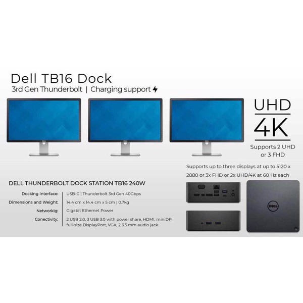Đế kết nối DELL Business Thunderbolt Dock TB16 kèm sạc 180W | Shopee ...