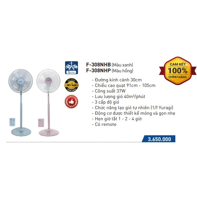 Quạt Đứng Panasonic F‑308NHB (Màu xanh), F‑308NHP (Màu hồng) | Shopee ...