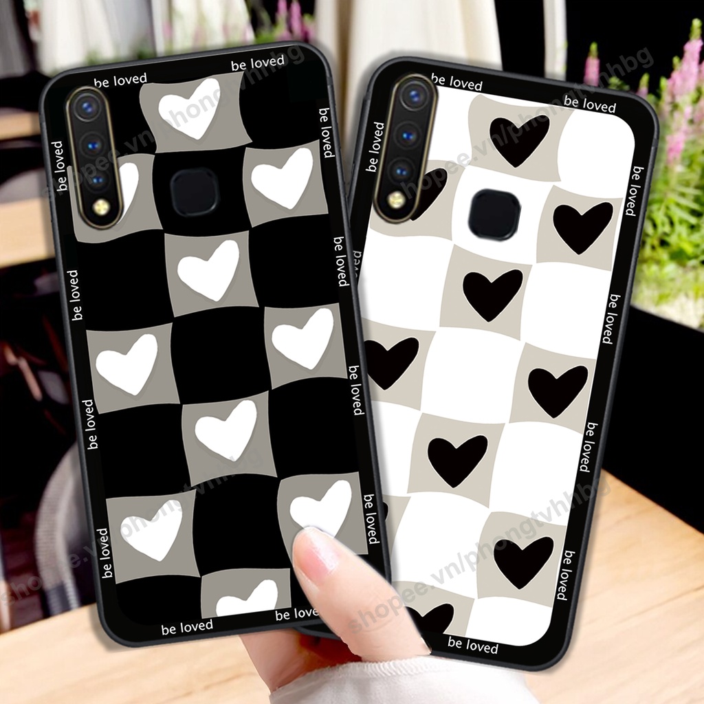 Ốp lưng Vivo U10 / Y11 /Y12 / Y15 / Y17 / Y19 /U3 in mẫu TRÁI TIM caro ...