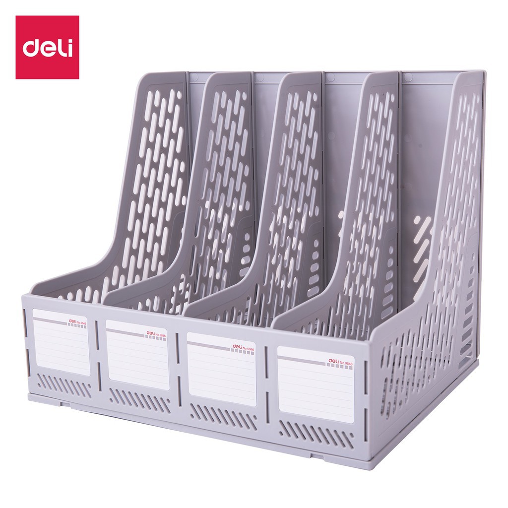 Giá đựng tài liệu - File nan 4 ngăn Deli 9846 - File 4 ngăn đứng để bàn ...