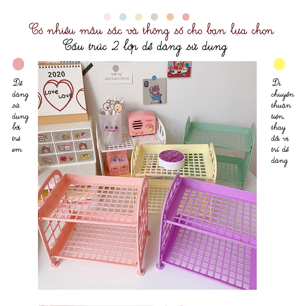 Kệ Nhựa Mini 2 Tầng Mini Đựng Đồ Đa Năng Siêu Xinh Trang Trí Bàn Học ...