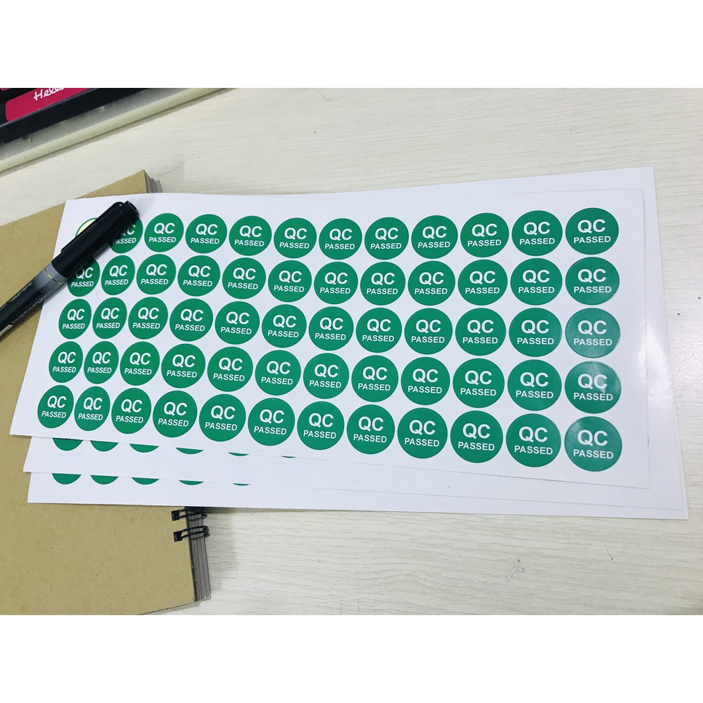 tem 50 tờ delcan dán Sticker tròn QC PASSED. | Shopee Việt Nam