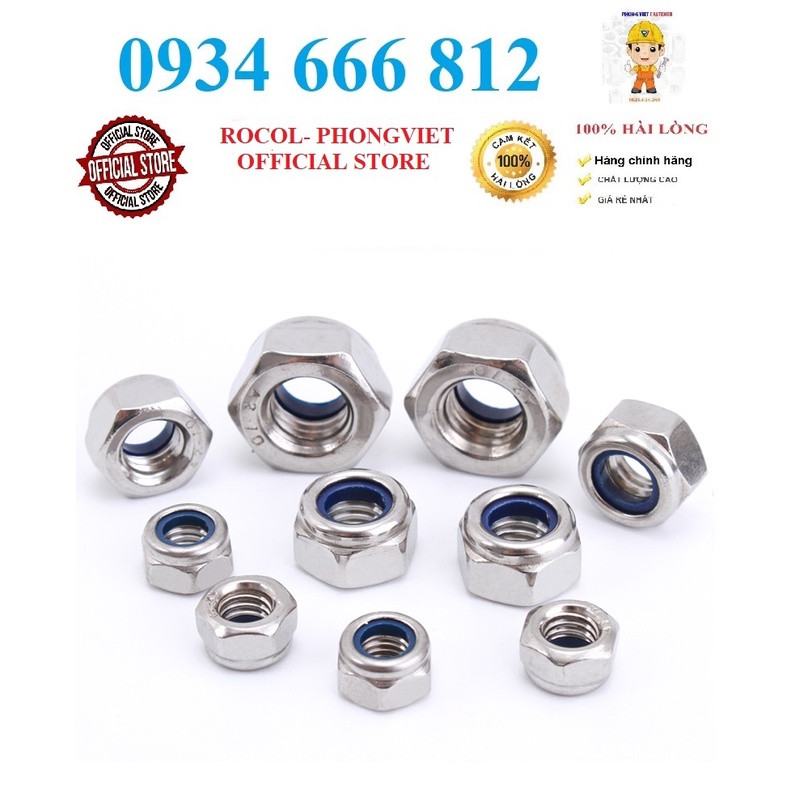 Set 10 cái M3-M16 Tán keo ecu khóa nhựa DIN985 INOX 304 M3-M16 | Shopee Việt Nam