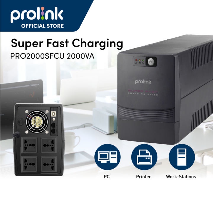 Bộ lưu điện UPS PROLiNK PRO2000SFCU (2000VA) 1200W, AVR, sạc siêu nhanh ...