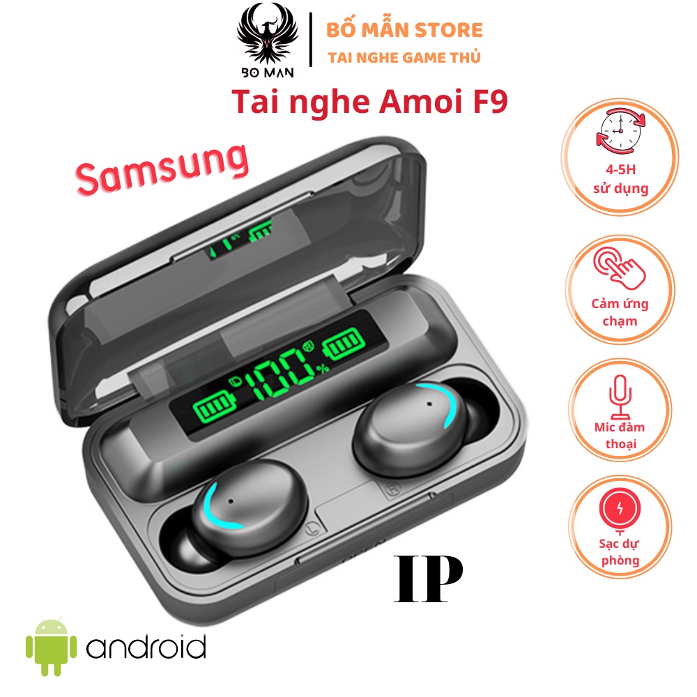 Tai nghe bluetooth amoi F9 BOMAN không dây true wireless chống ồn dành cho samsung giá rẻ ...