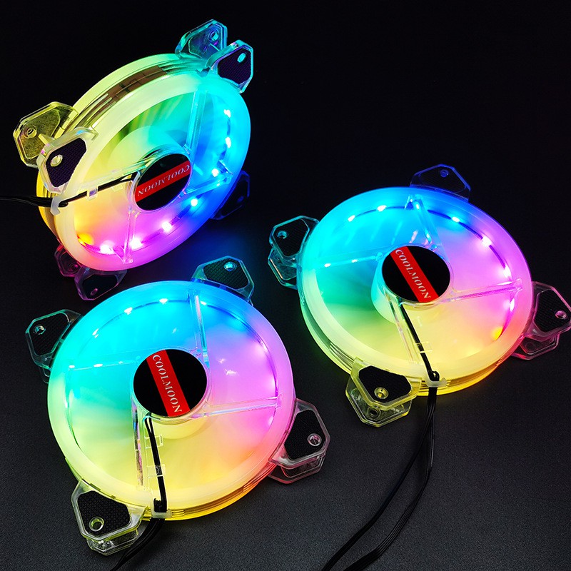 Quạt Tản Nhiệt, Fan Coolmoon K5 Led RGB Trong Suốt - 6 Pin Kết Nối Hub ...