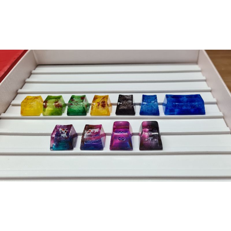 Keycap resin màu loang trang trí cho bàn phím cơ (profile OEM R1, SA R1 ...