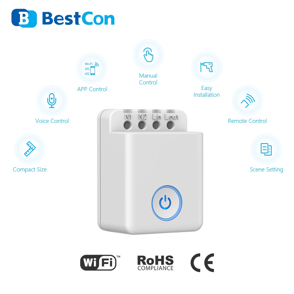 Công tắc thông minh Broadlink BestCon MCB1 điều khiển từ xa qua WIFI, 3G, 4G, 5G hỗ trợ trợ lý ...