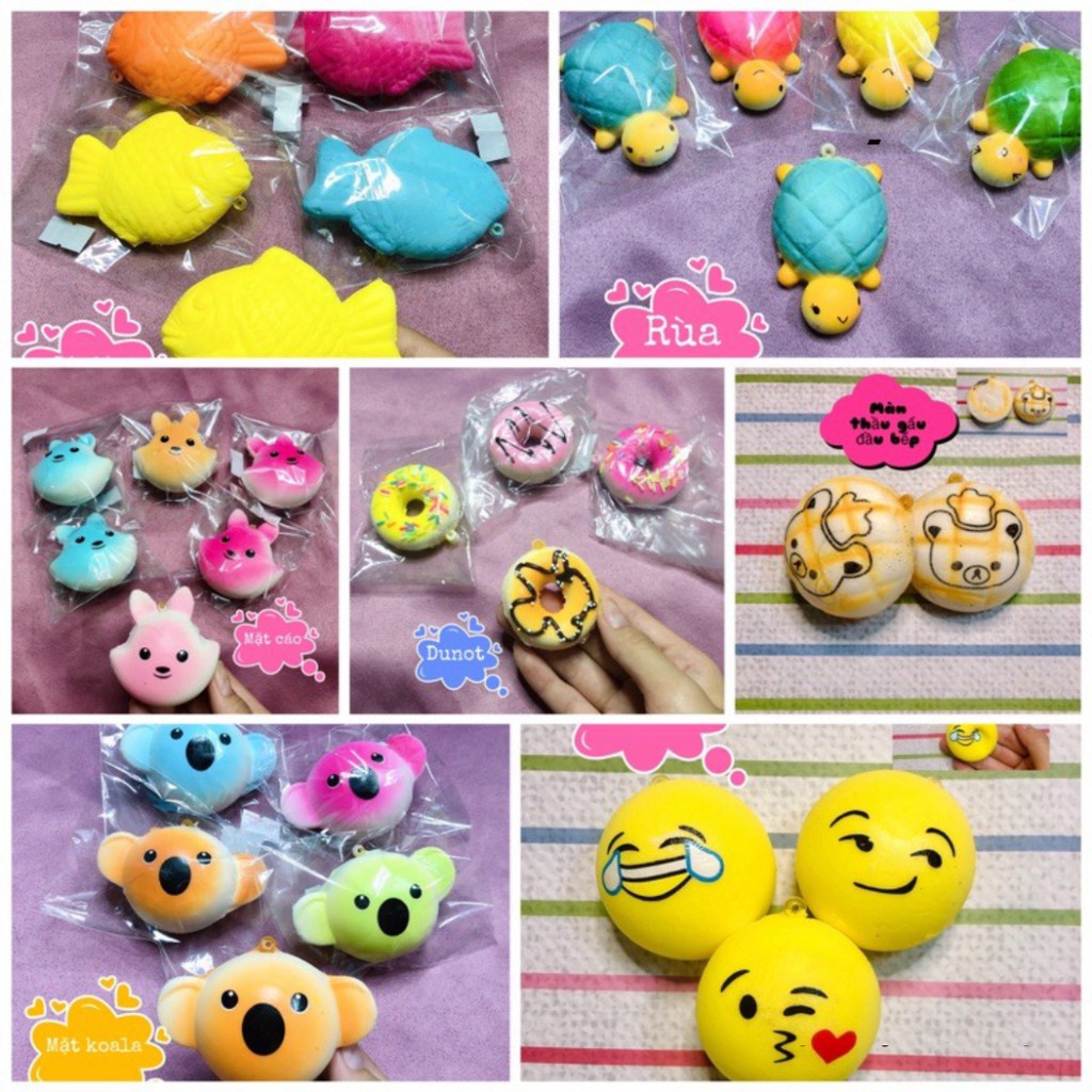 Squishy Cá Siêu Chậm Tăng - Rùa - Mặt Cáo - Đầu Koala - Bánh Donut ...